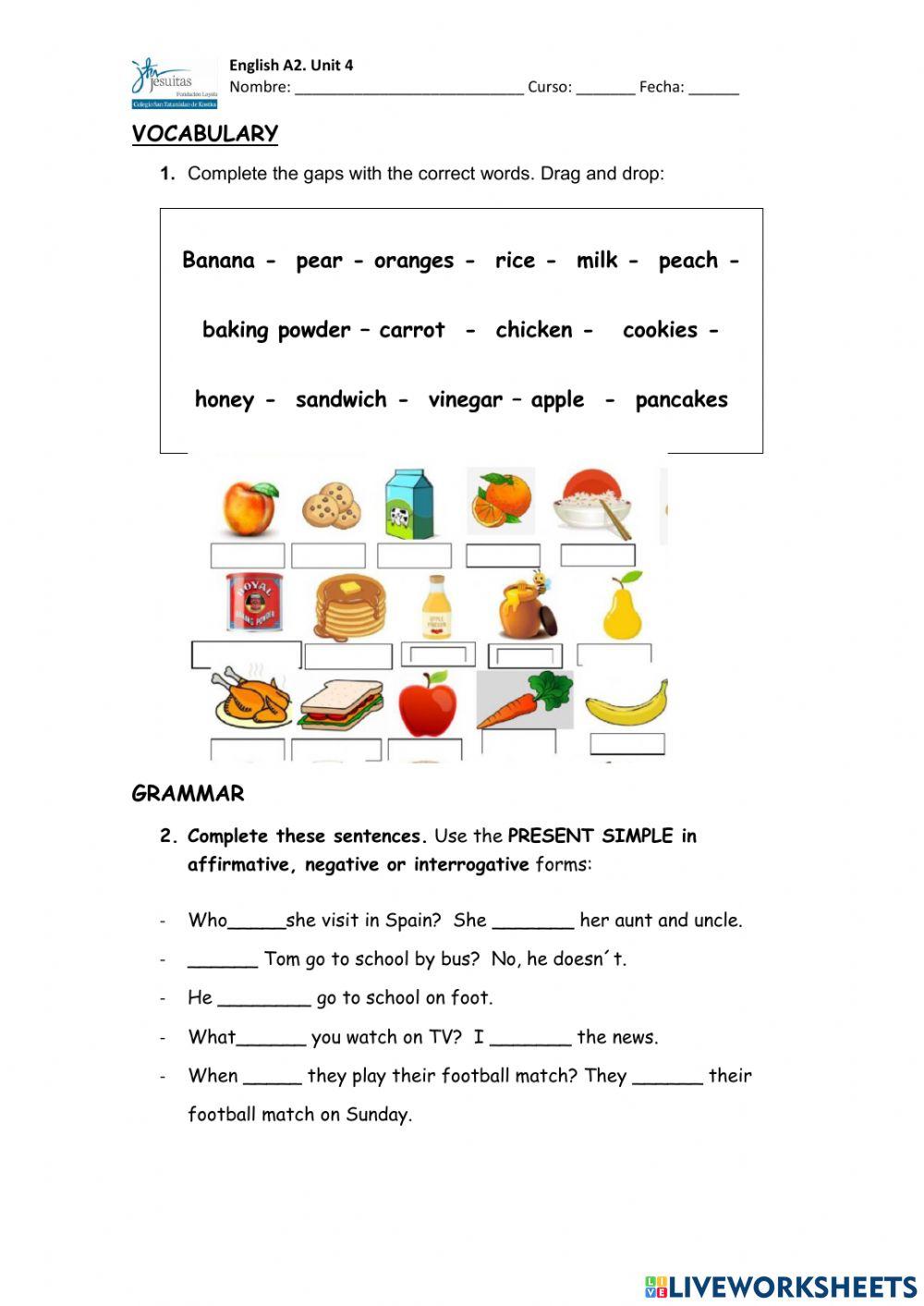 A2 english unit… | Free Interactive Worksheets | 1937936