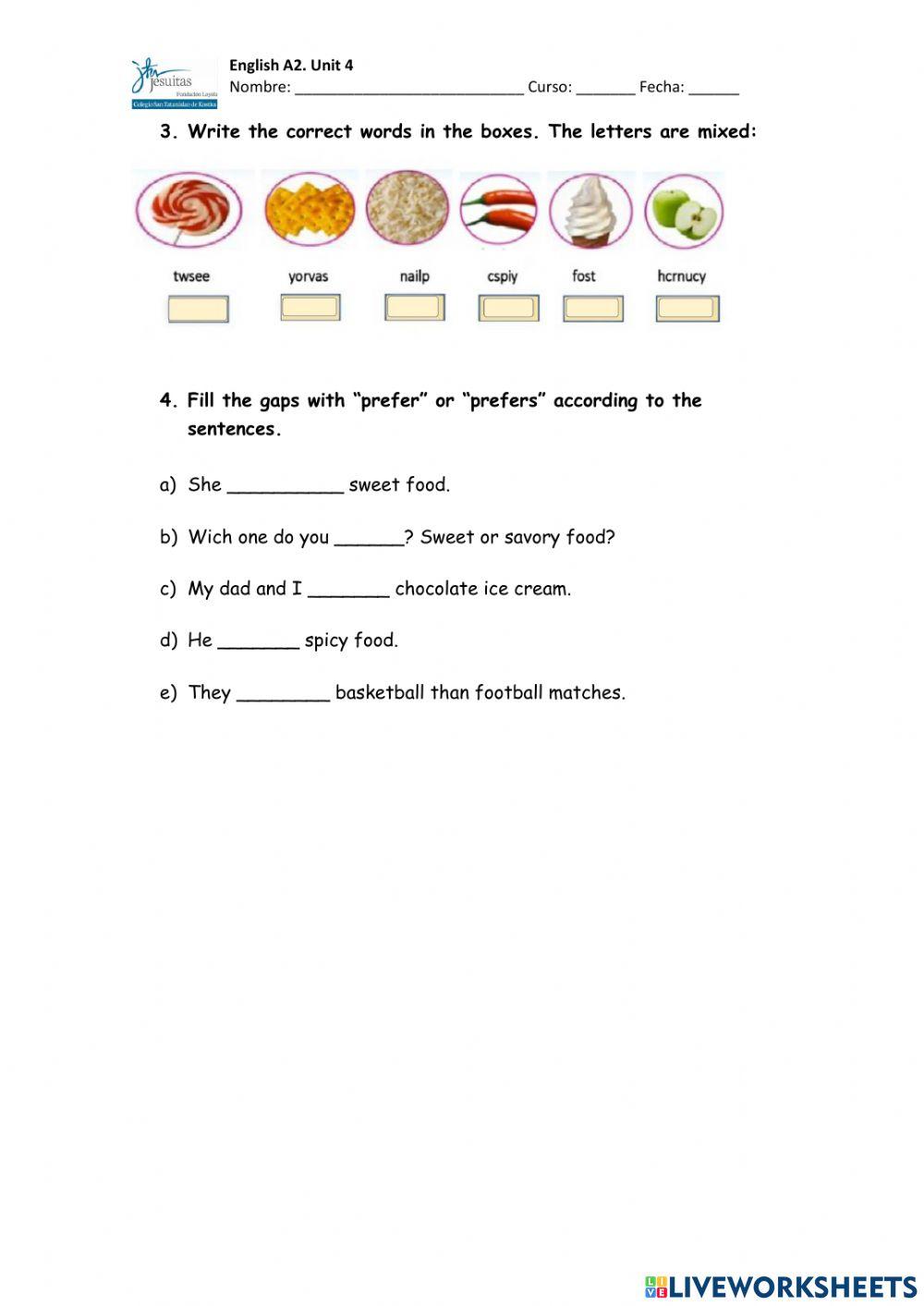 A2 english unit… | Free Interactive Worksheets | 1937936
