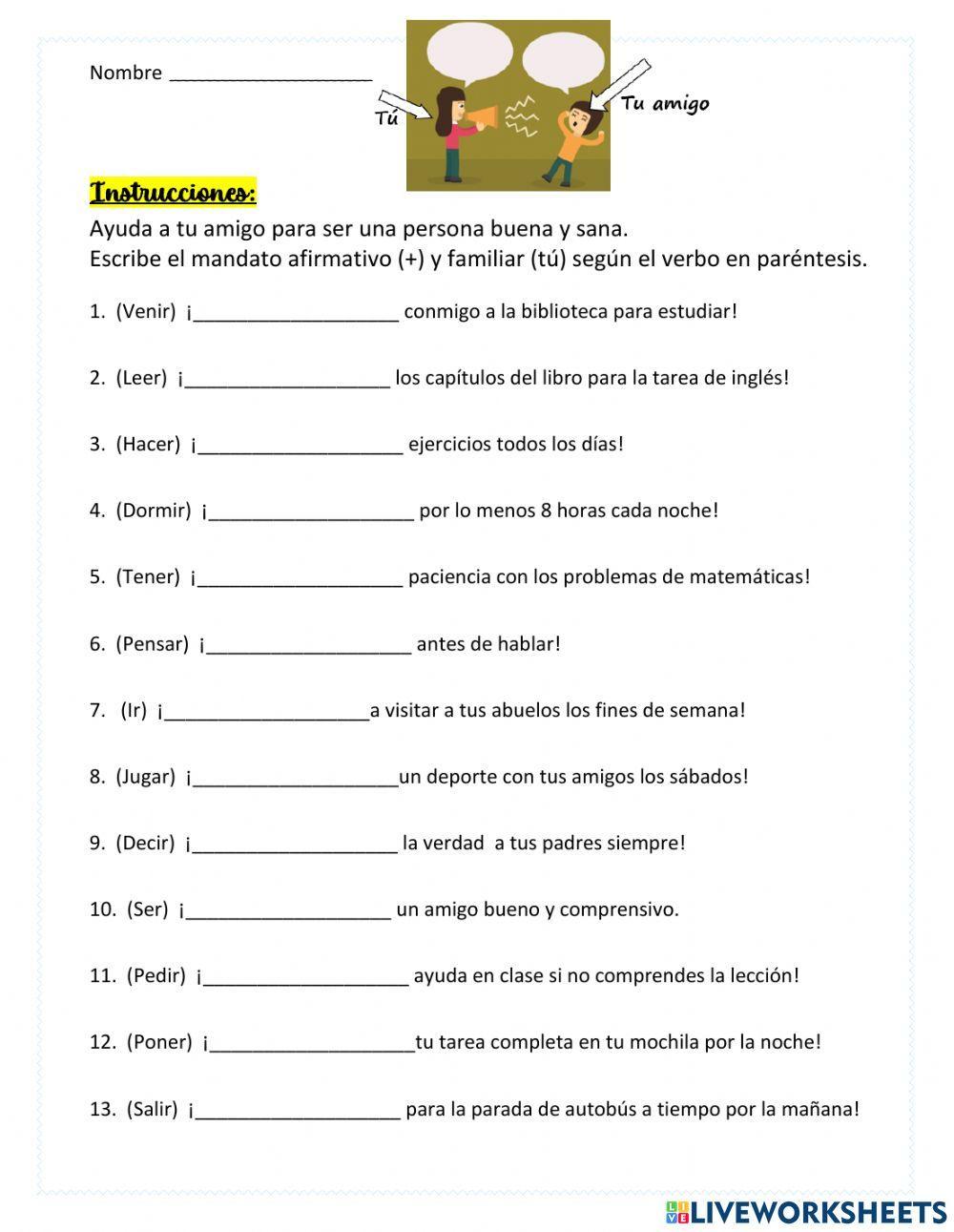 Mandatos afirma… | Free Interactive Worksheets | 1938025