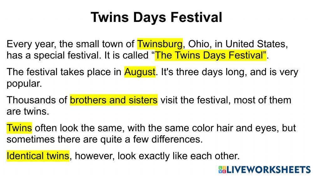 Twins online exercise for | Live Worksheets
