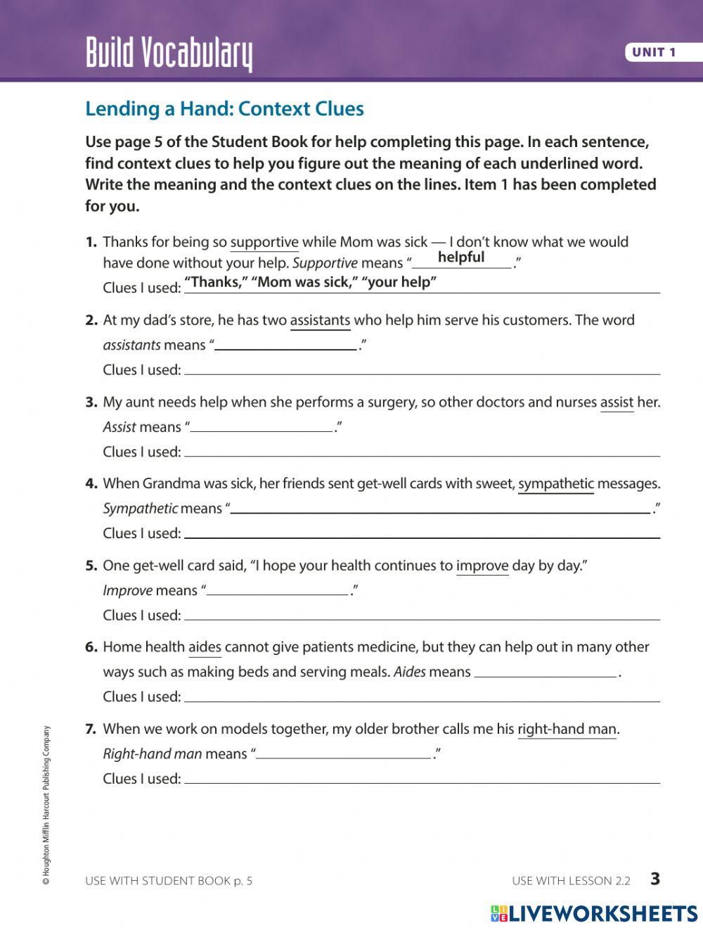 HRW:Page 1-3 worksheet | Live Worksheets
