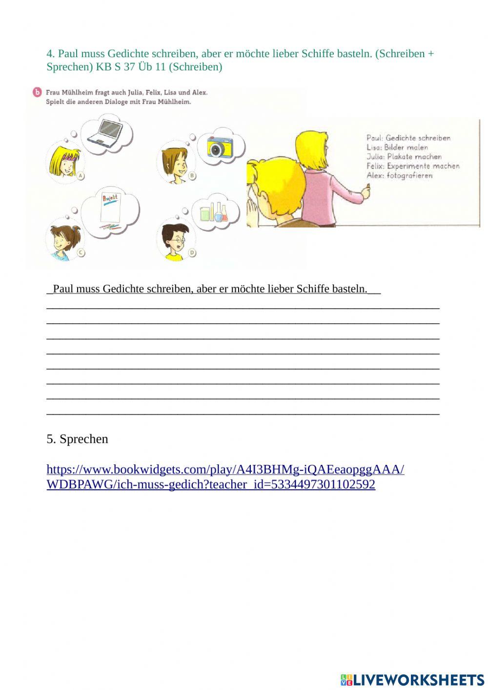 Stunde 3 worksheet | Live Worksheets