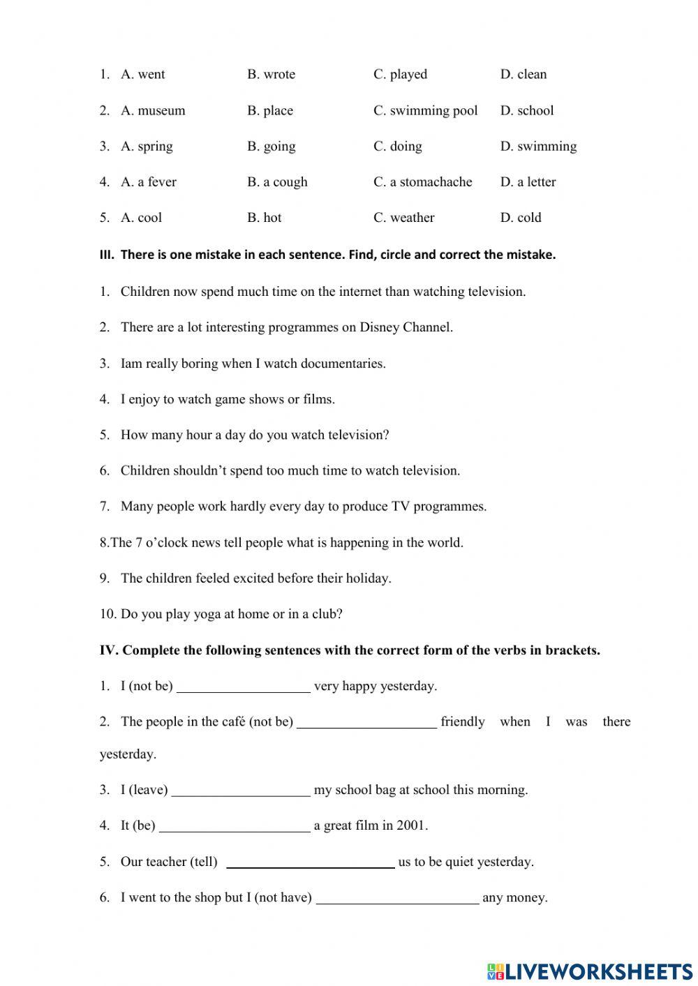 DE 2 online exercise for | Live Worksheets