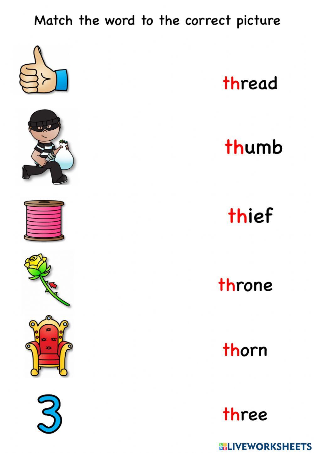 Match th words online exercise for | Live Worksheets