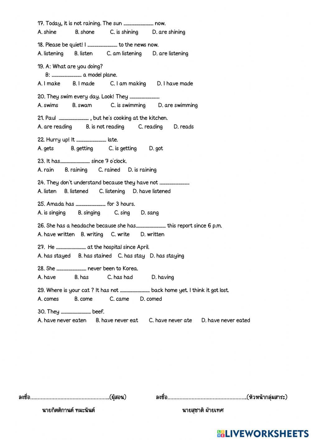 Exam M3 1939071 | kittikan333 | LiveWorksheets