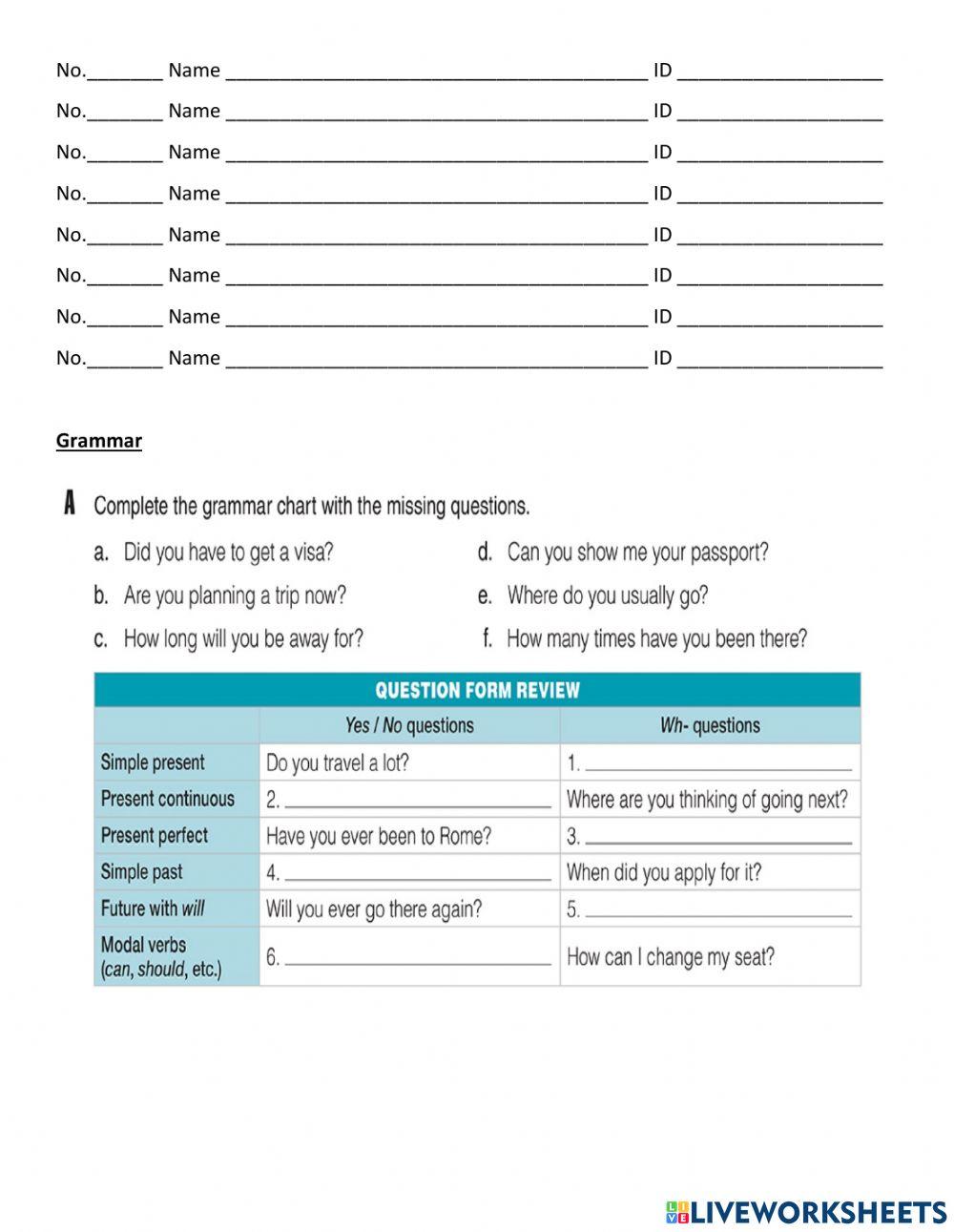 Eng 2 Grammar worksheet | Live Worksheets