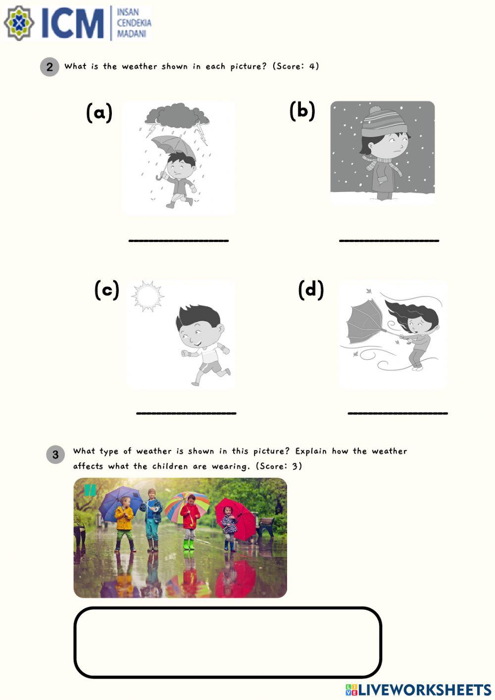 Science Assessment: Weather worksheet | Live Worksheets