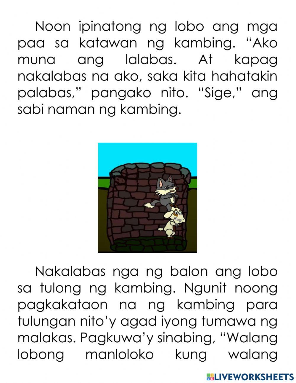Ang Lobo at ang Kambing worksheet | Live Worksheets