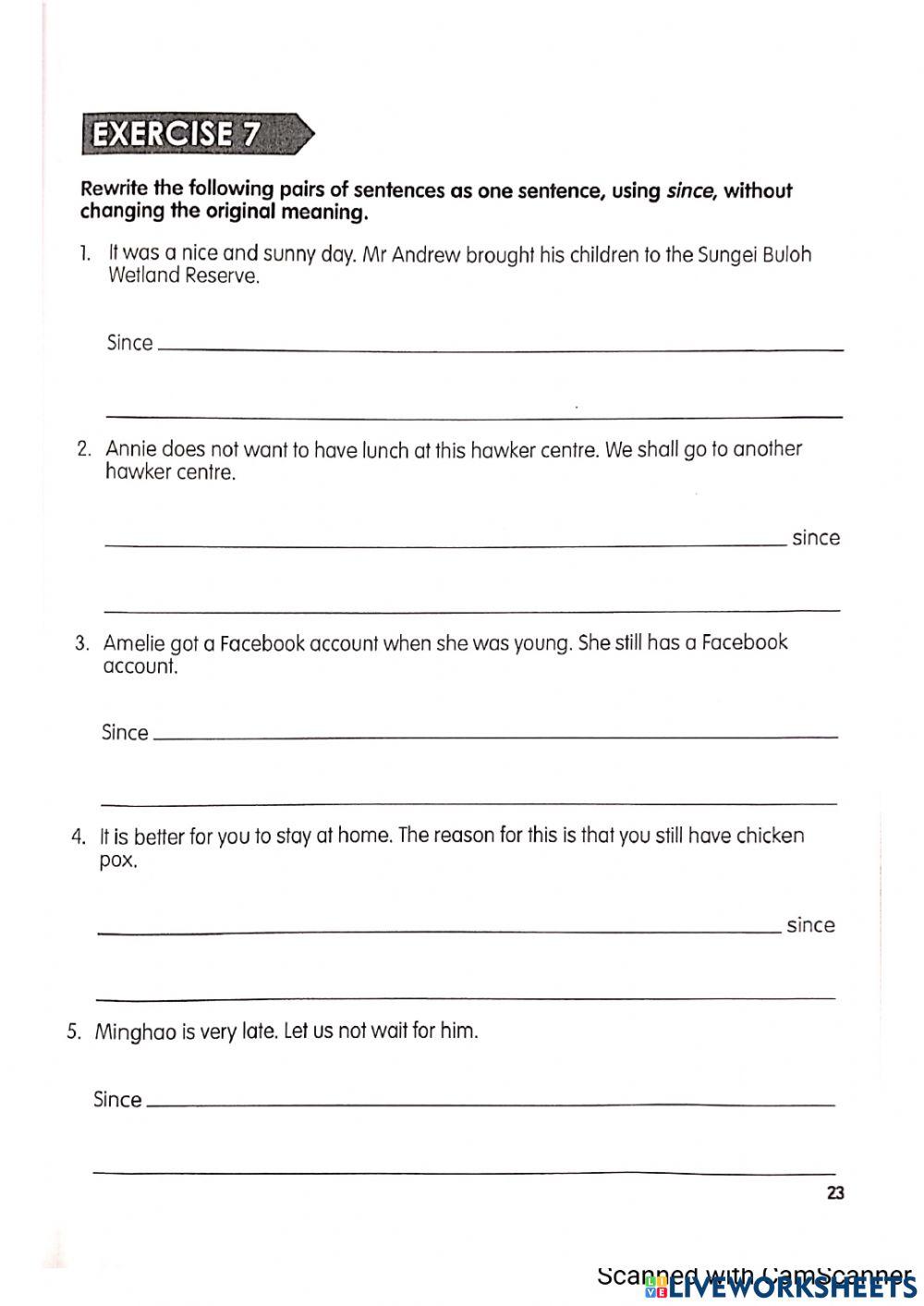 Chapter 15 - 5B - synthesis - Since worksheet | Live Worksheets
