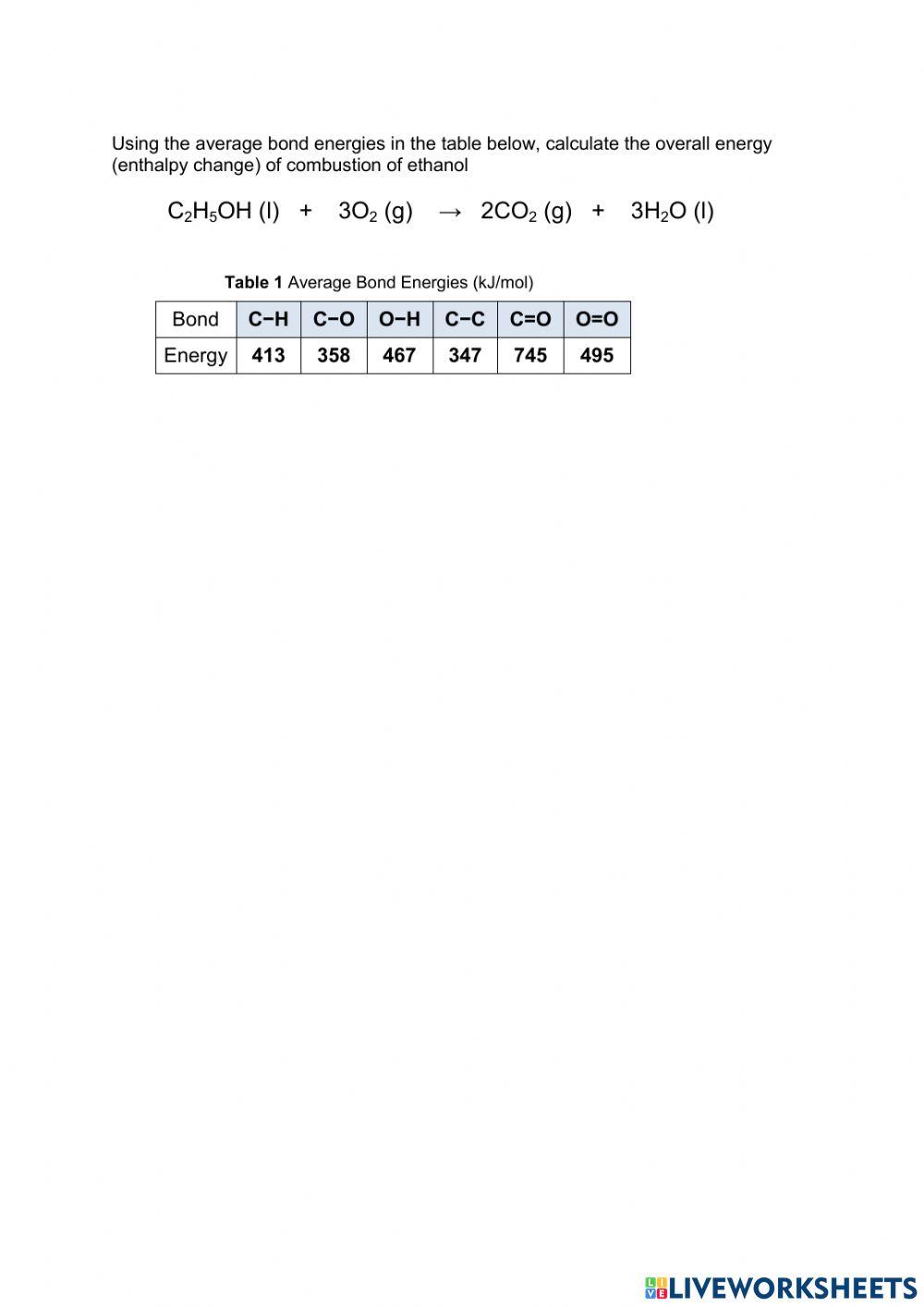1939587 | Bond energies | TAREK AOUDI | LiveWorksheets
