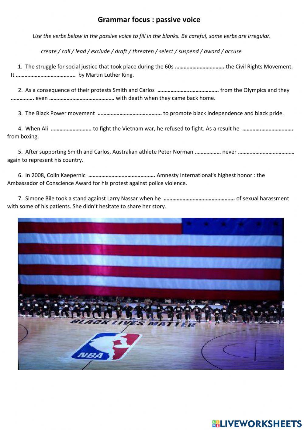 Take a stand (passive voice) worksheet | Live Worksheets