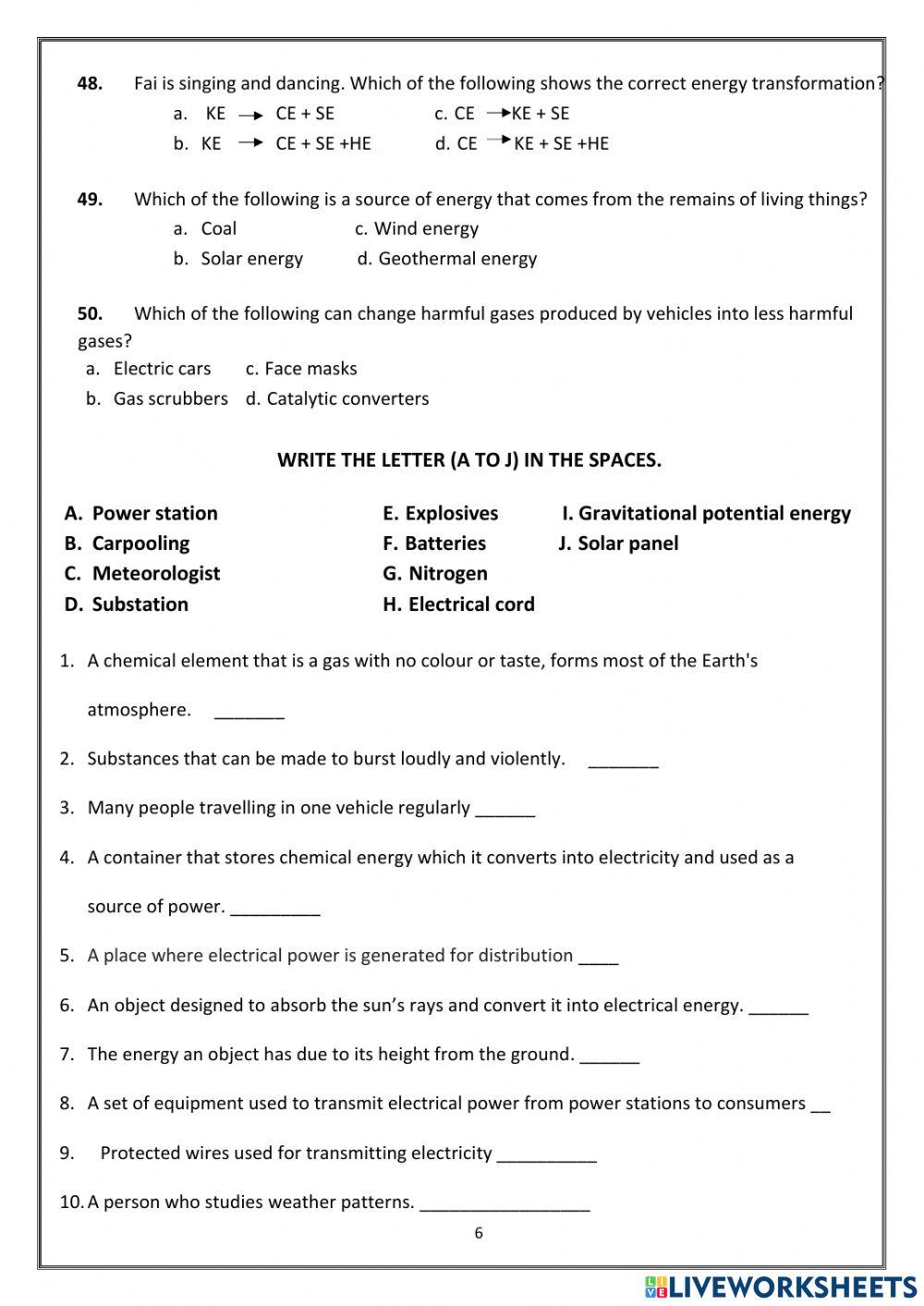 SCIENCE EXAM G3 online exercise for | Live Worksheets