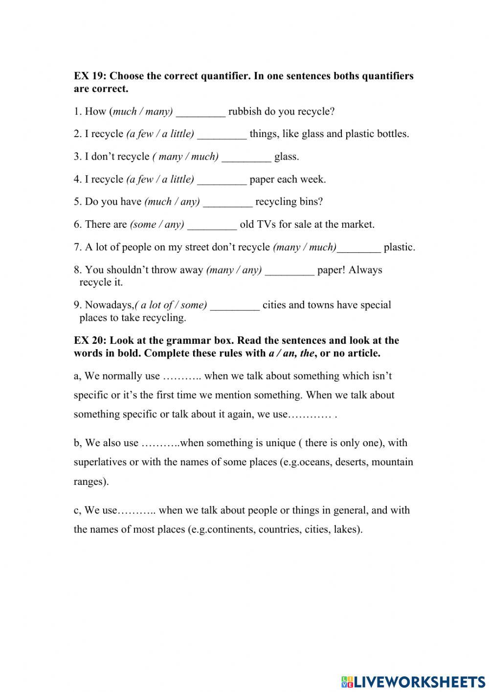 Grammar online exercise for University | Live Worksheets