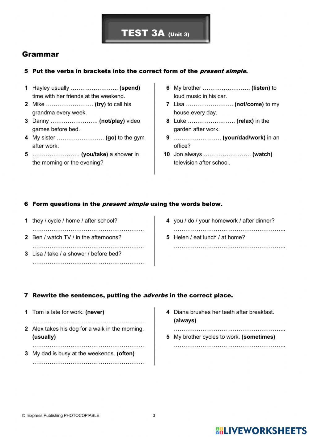 Revision Unit 3… | Free Interactive Worksheets | 6849968