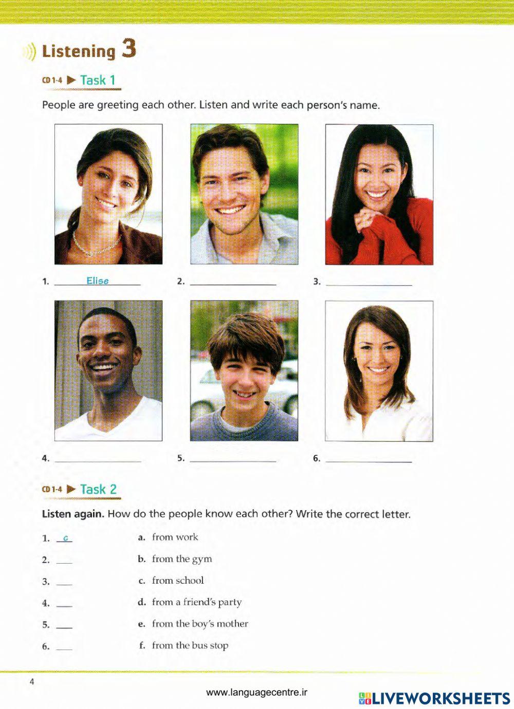 Tactics of listening basic: unit 1 introduction online exercise for | Live Worksheets