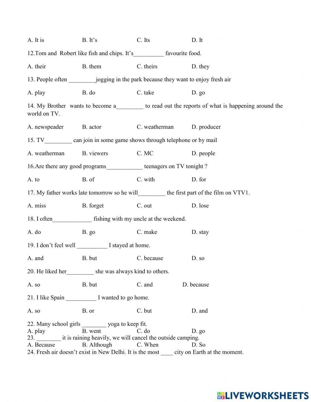 Revision for Mi… | Free Interactive Worksheets | 1940244