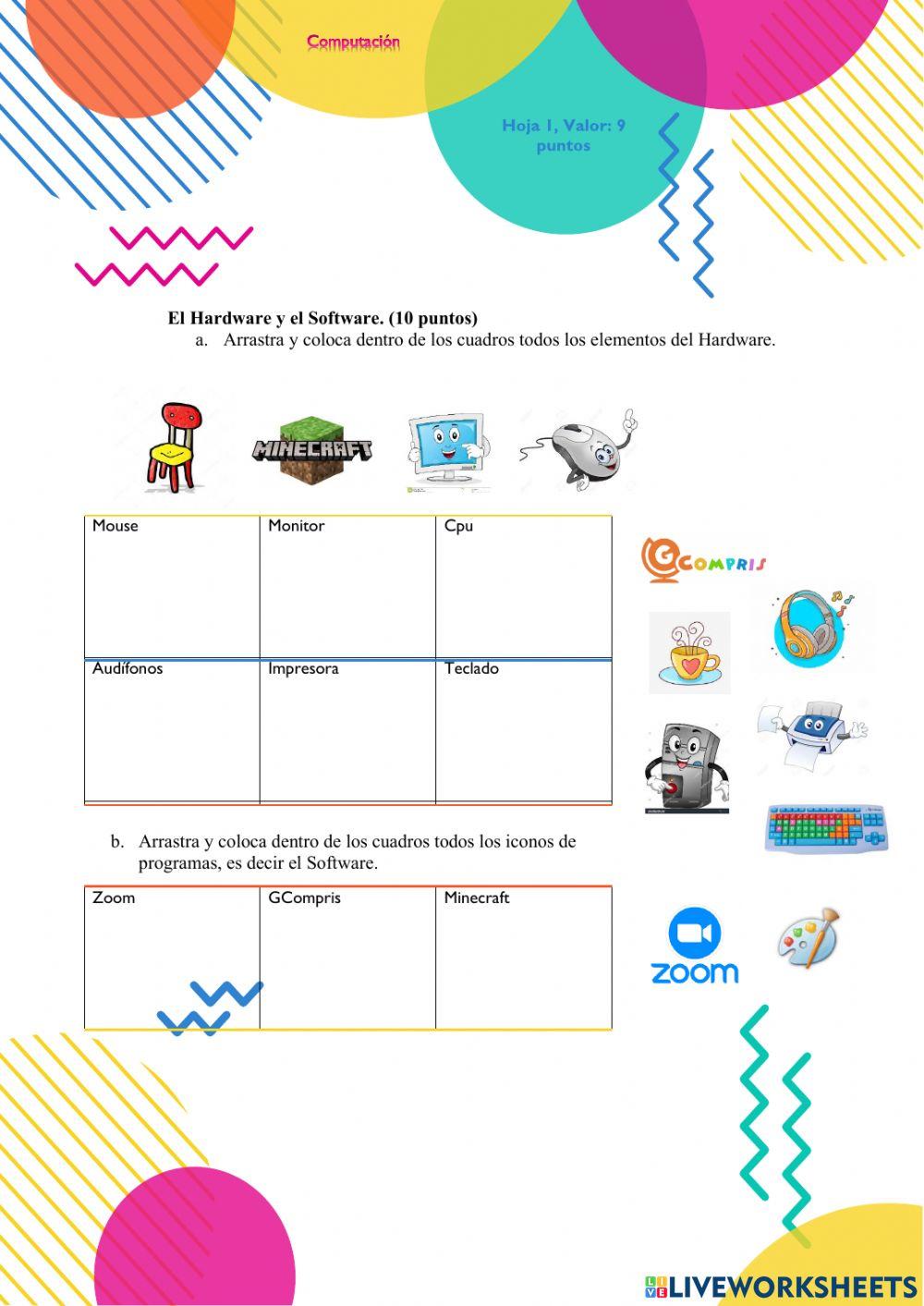 Hardware y Software Preprimaria worksheet | Live Worksheets