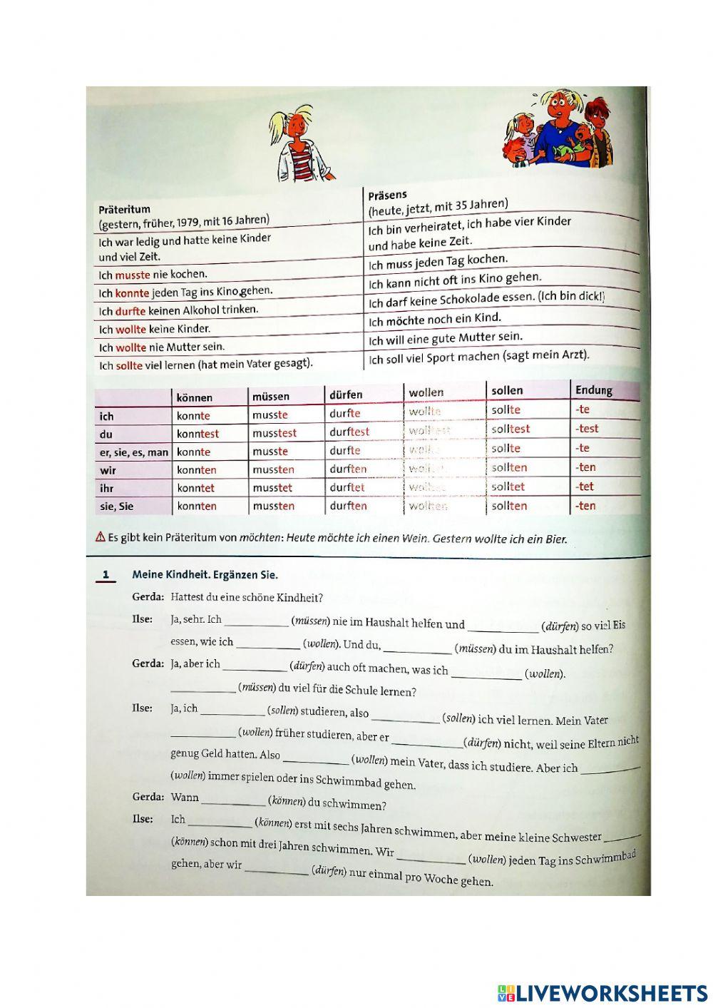Modalverben Präteritum online exercise for | Live Worksheets