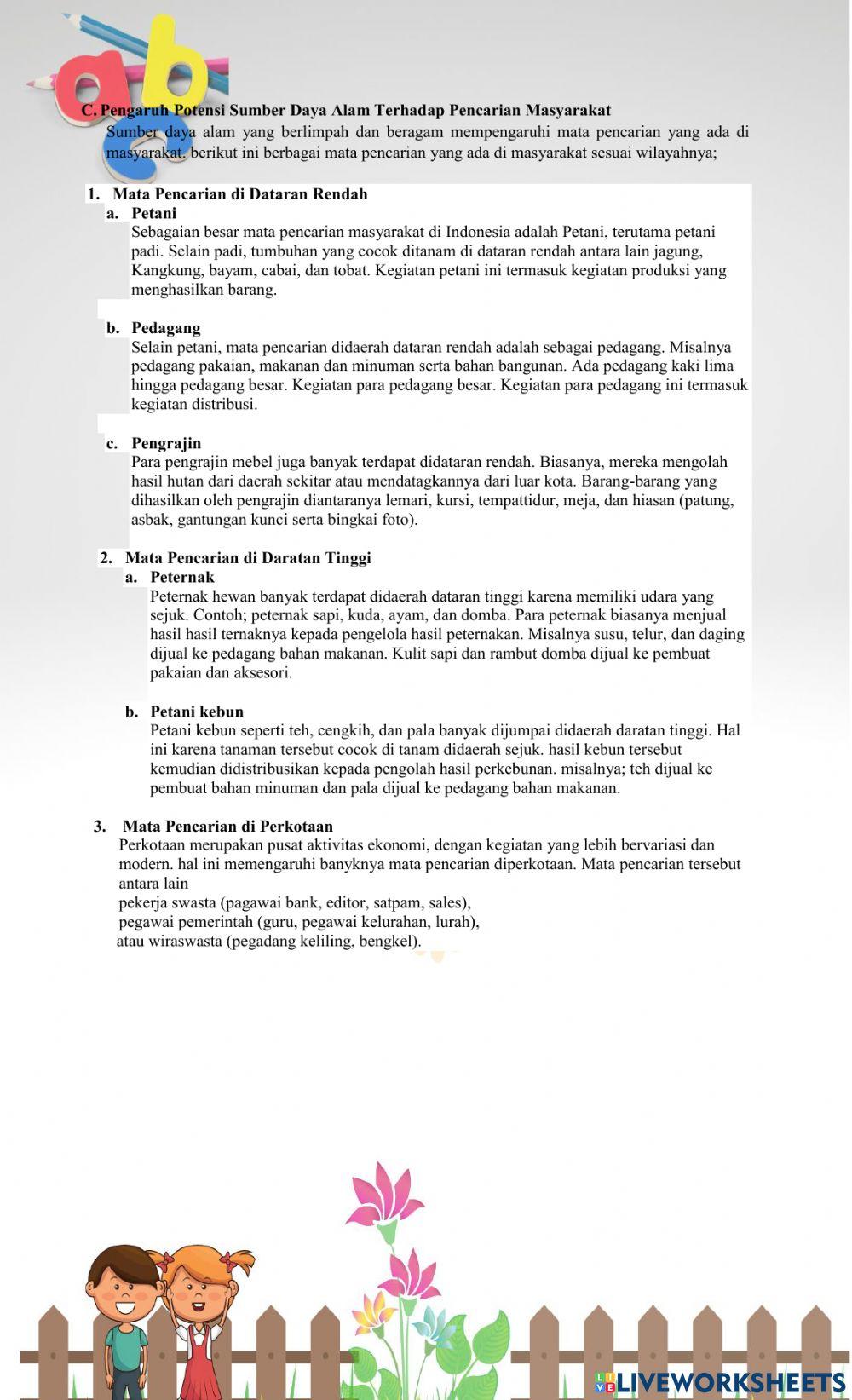 Ips online exercise for kelas 4 | Live Worksheets