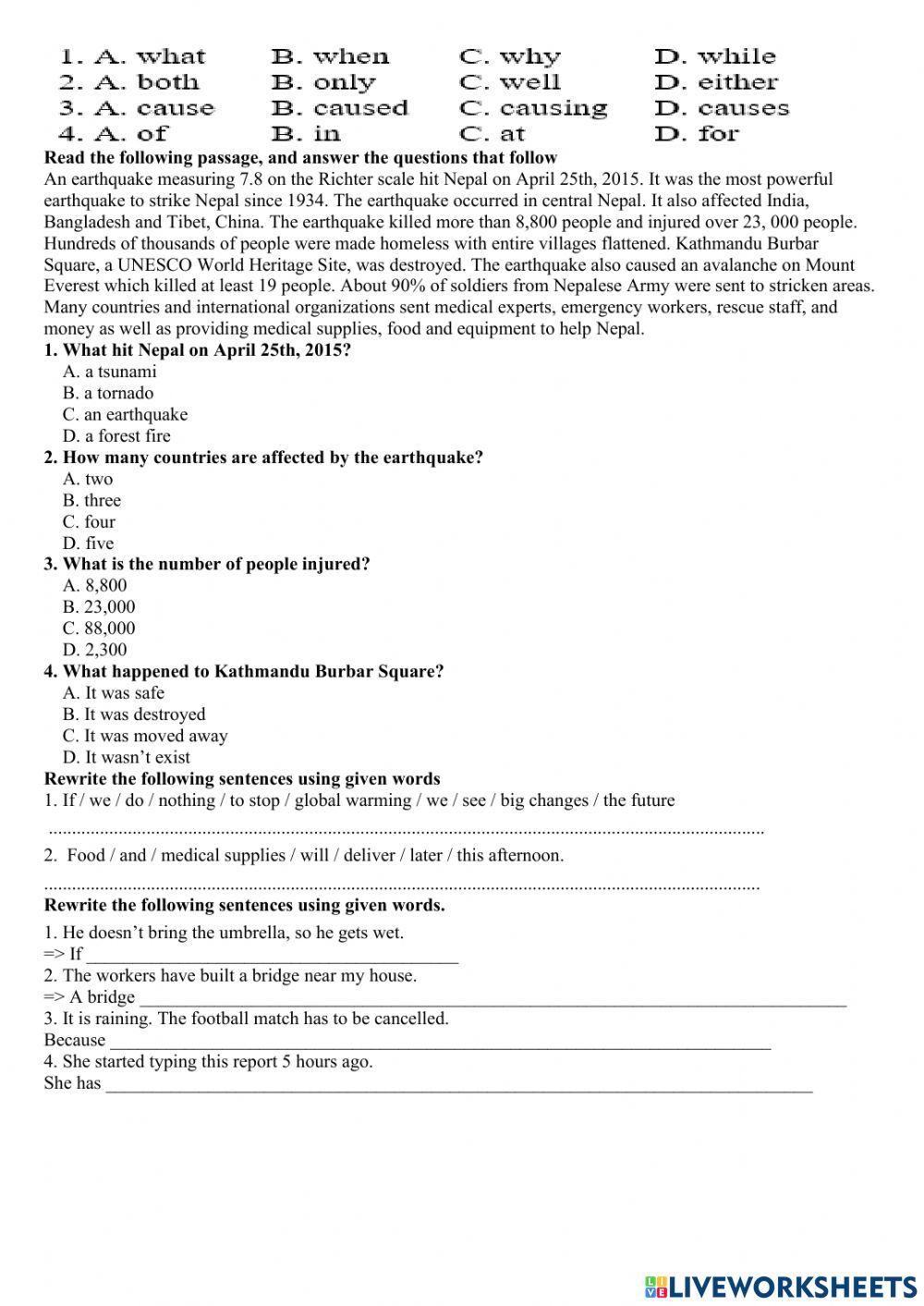 Revision grade 8 interactive worksheet | Live Worksheets