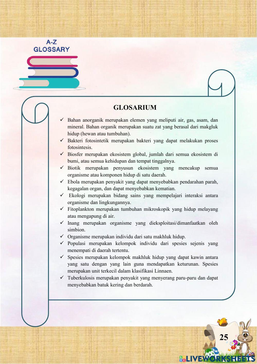 Glosarium dan Daftar Pustaka interactive worksheet | Live Worksheets
