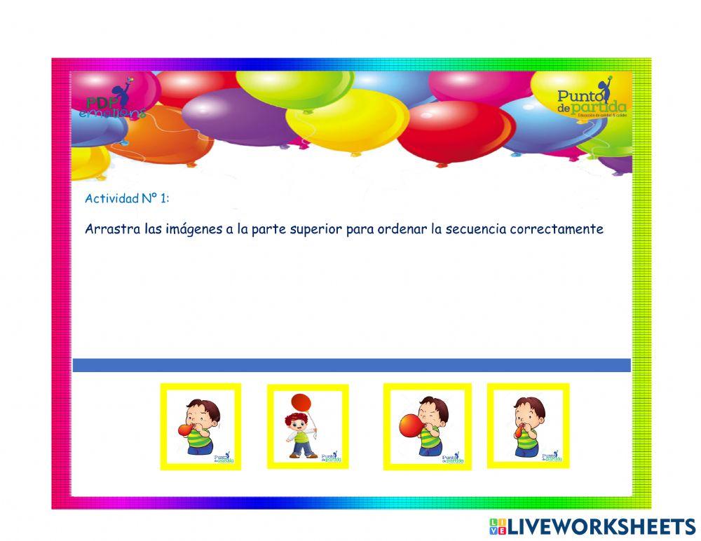 Secuencia - Inflar un globo worksheet | Live Worksheets