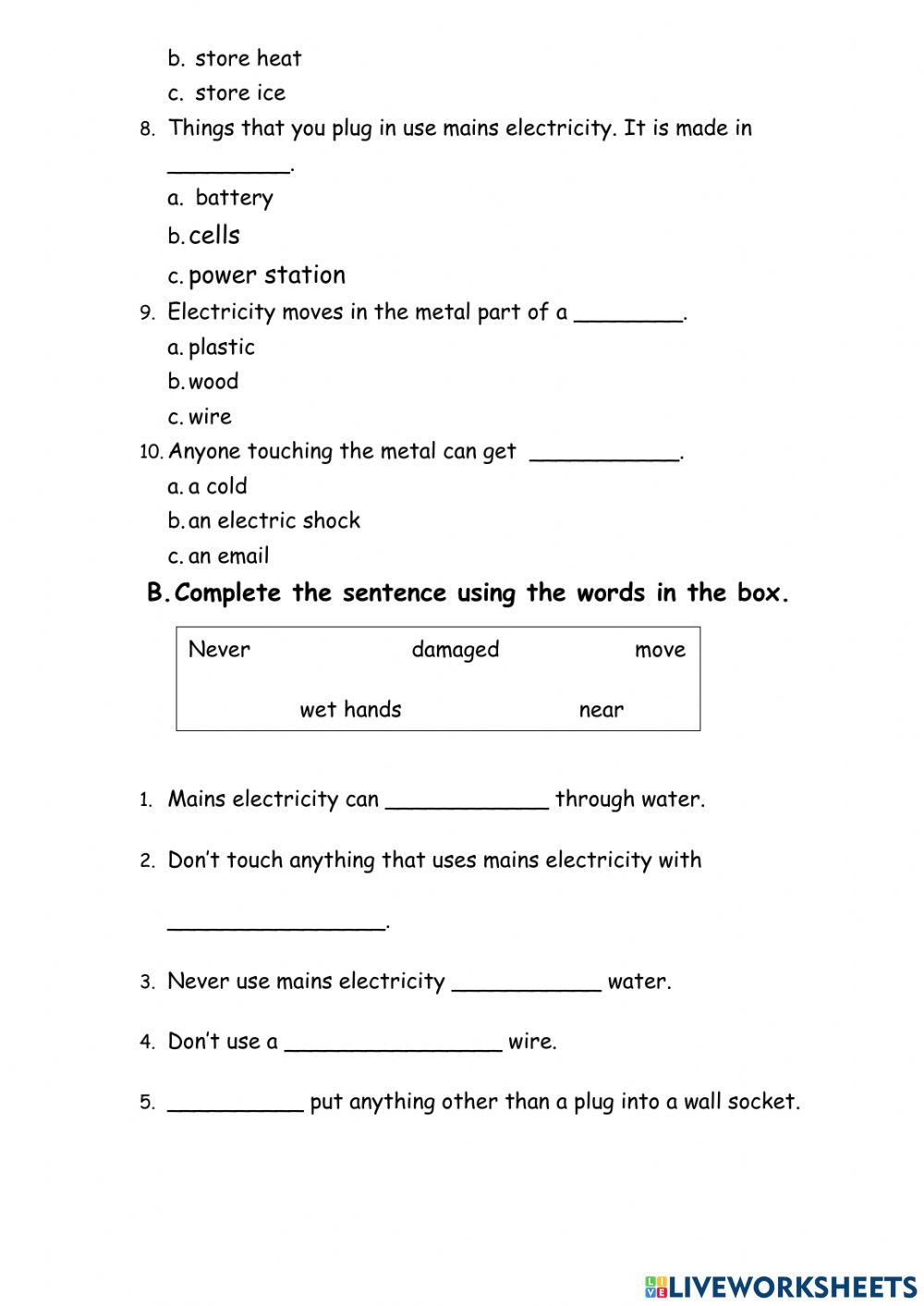 Science P2 unit 5 test ok online exercise for | Live Worksheets