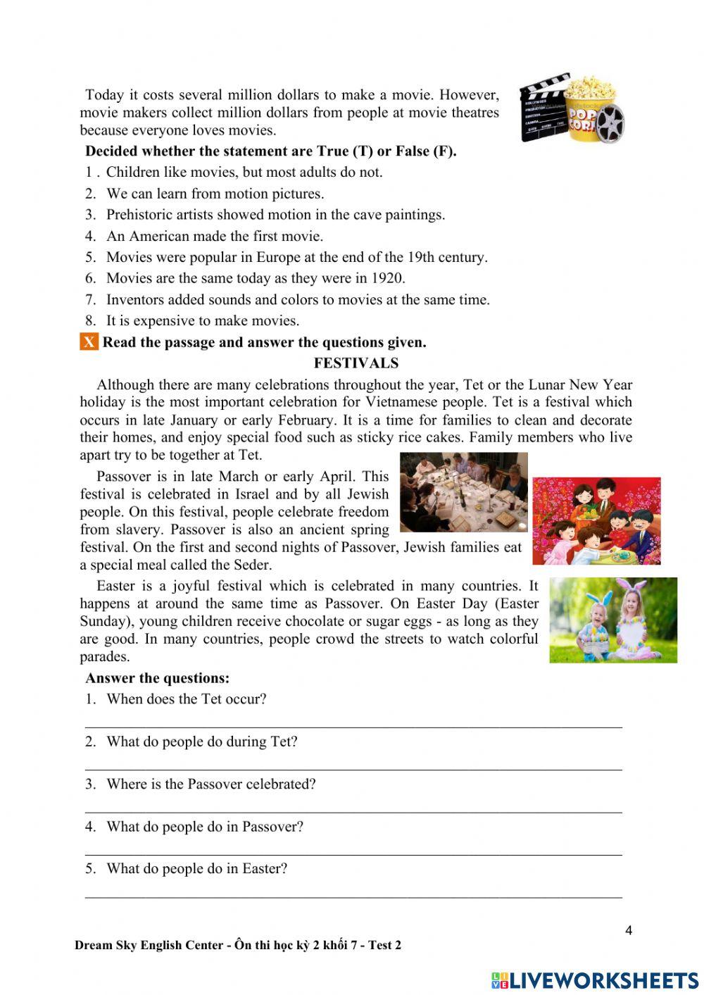 Grade 7-semester2 - test 2 worksheet | Live Worksheets