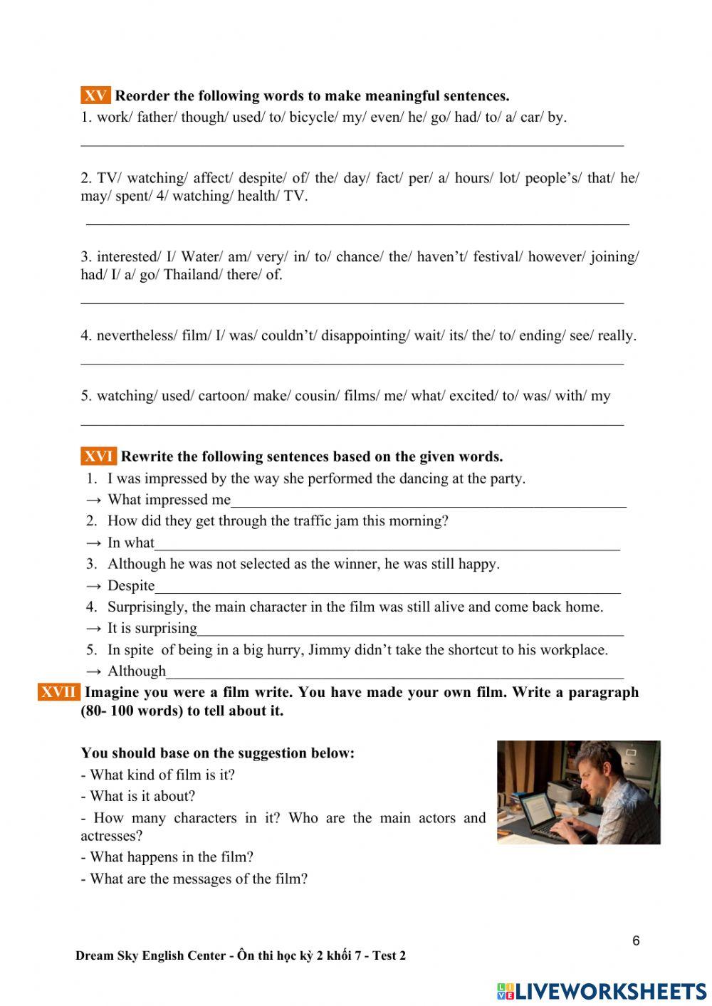 Grade 7-semester2 - test 2 worksheet | Live Worksheets