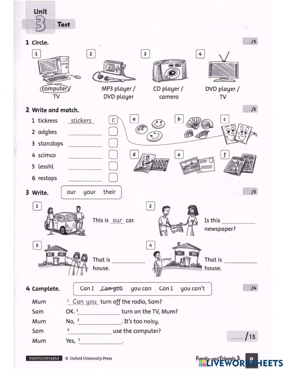 Family-friends 3 test 3 online exercise for | Live Worksheets