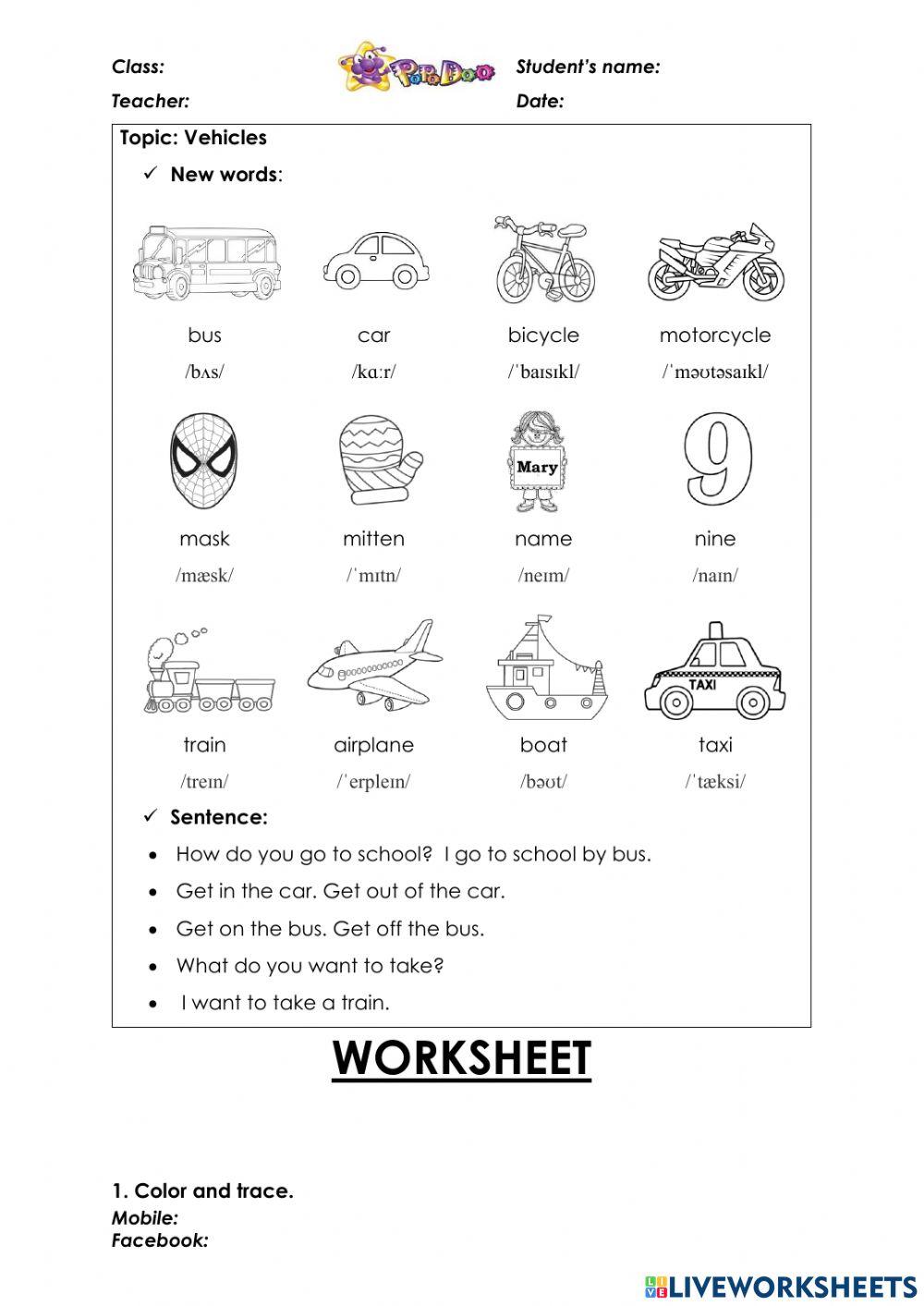 Pse-d3-vehicles-lesson 4-review worksheet | Live Worksheets