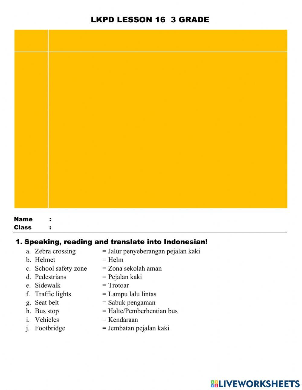 Lkpd lesson 16 3 grade | diannursari | Live Worksheets