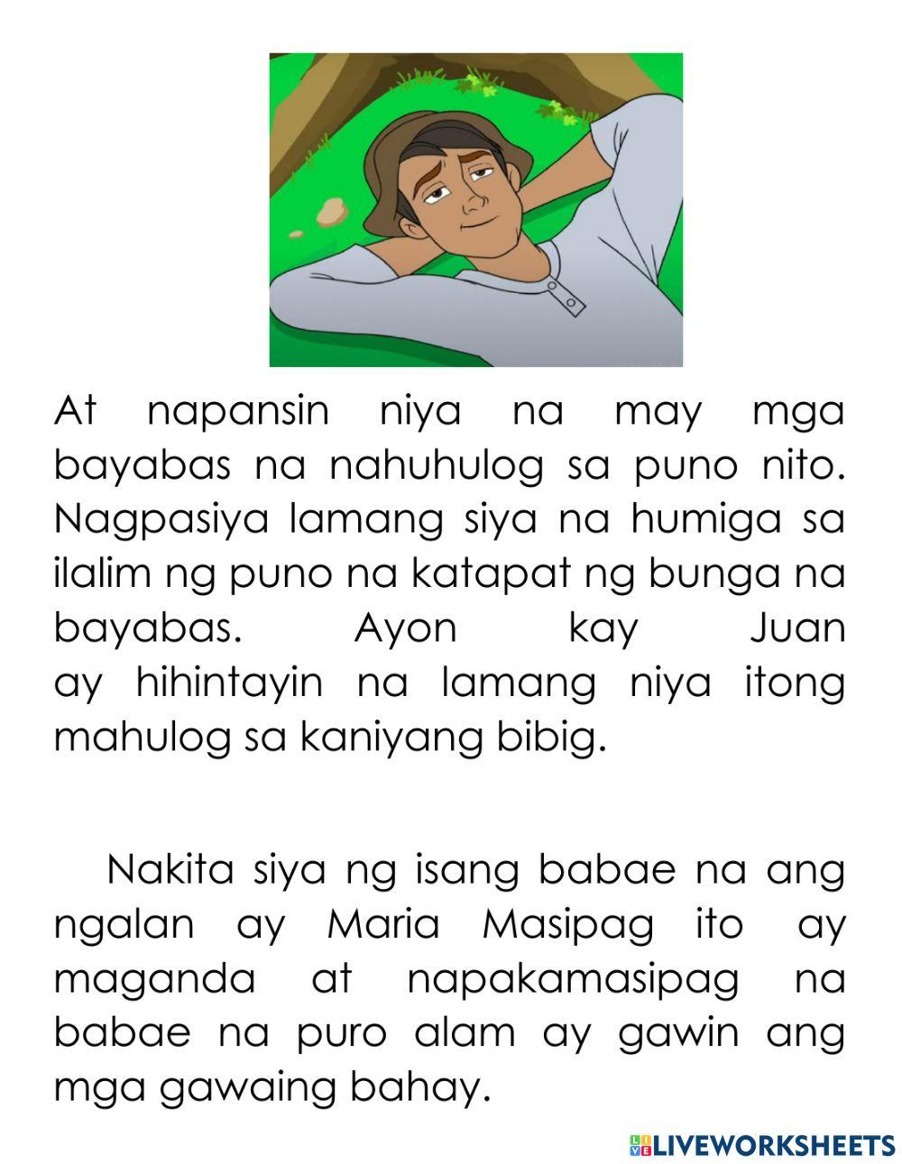 Si Juan Tamad worksheet | Live Worksheets