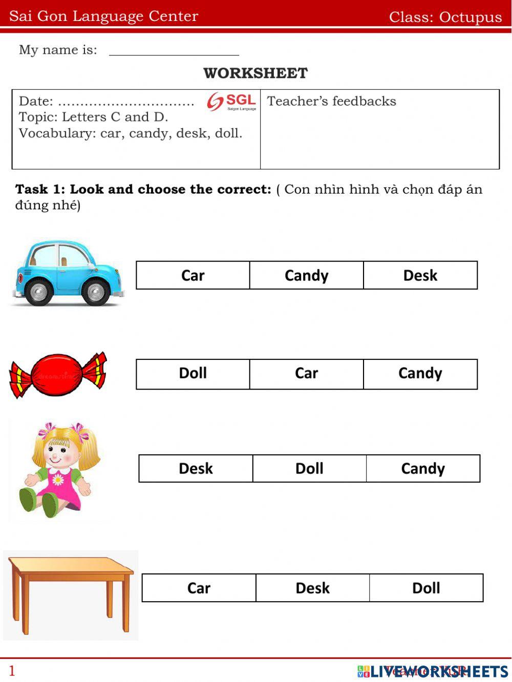 Letters C and D activity | Live Worksheets