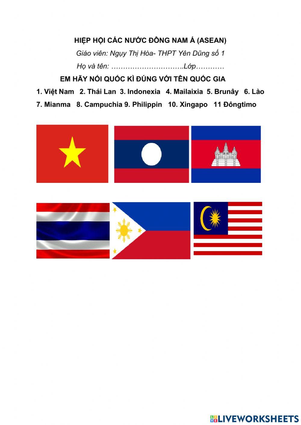 Asean online activity for 11 | Live Worksheets