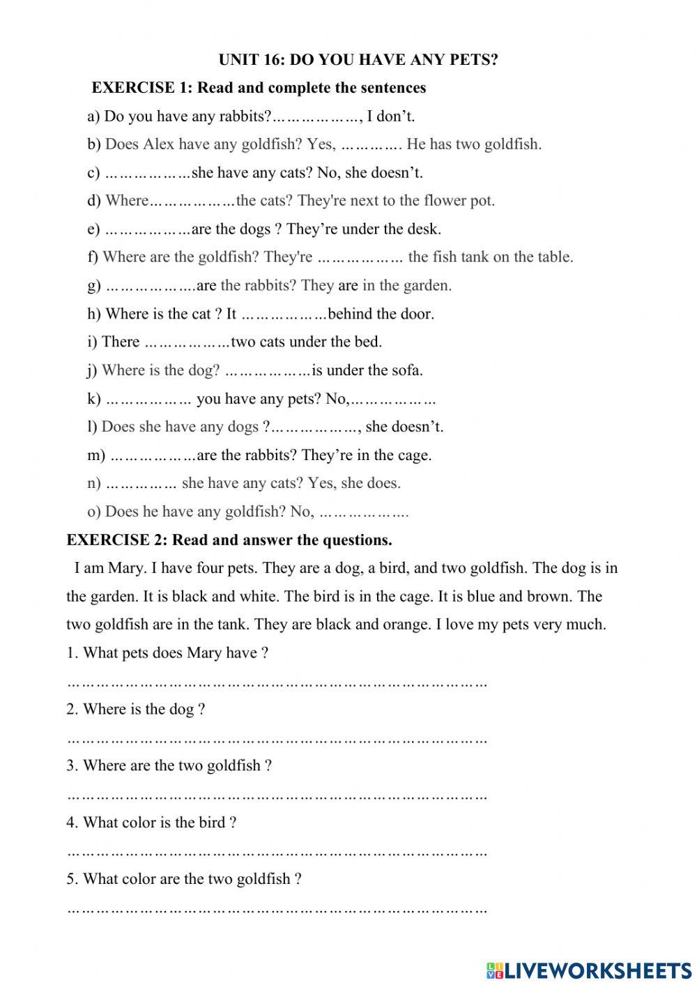 Unit 16- Lesson 1 online exercise for | Live Worksheets