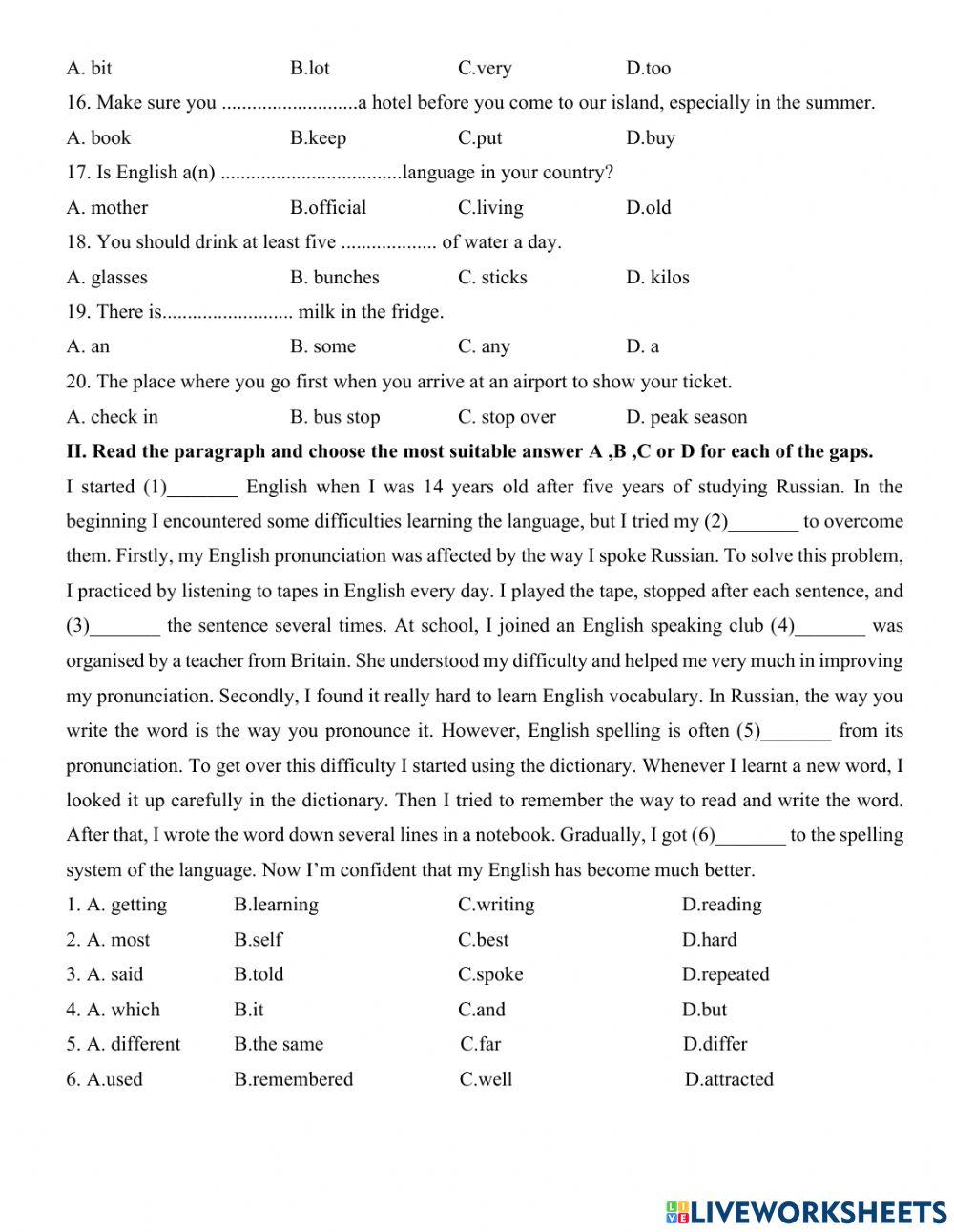 English 9 1942440 | hongthang | Live Worksheets