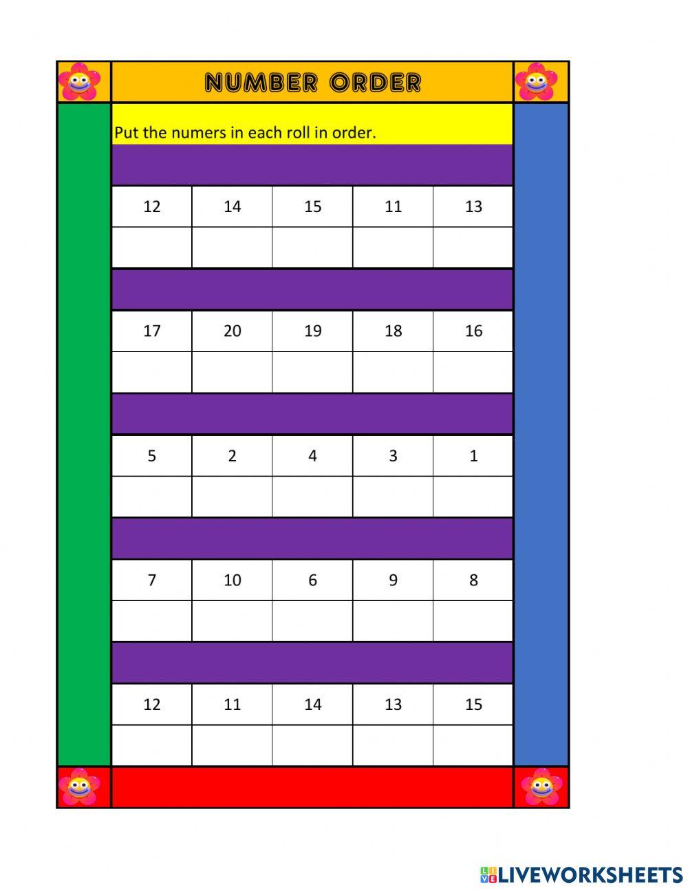 Ordering Numbers Activity For Kindergarten Live Worksheets ordering-numbers-activity-for-kindergarten-live-worksheets