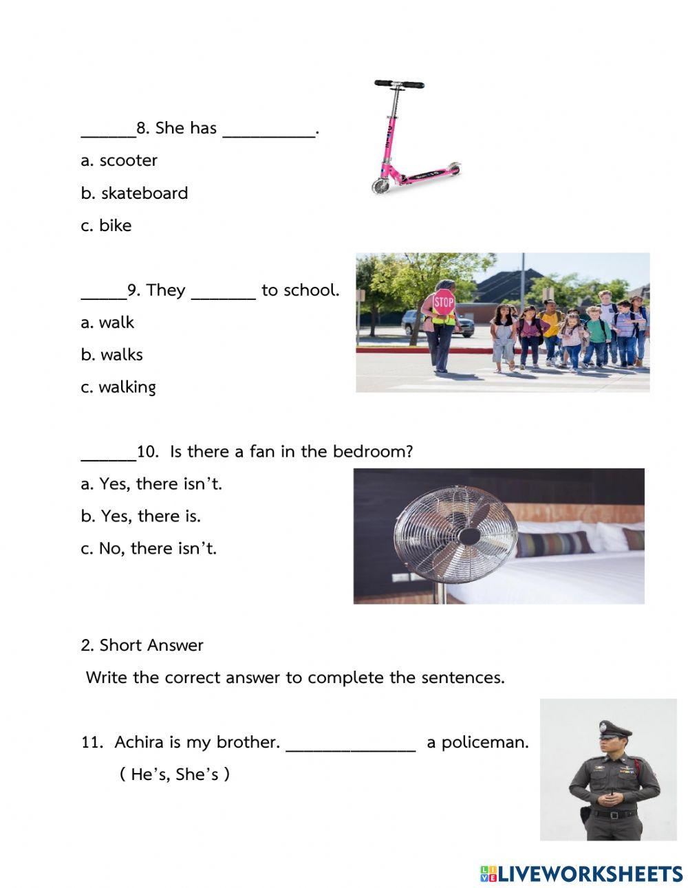 P1 English test part 2 worksheet | Live Worksheets