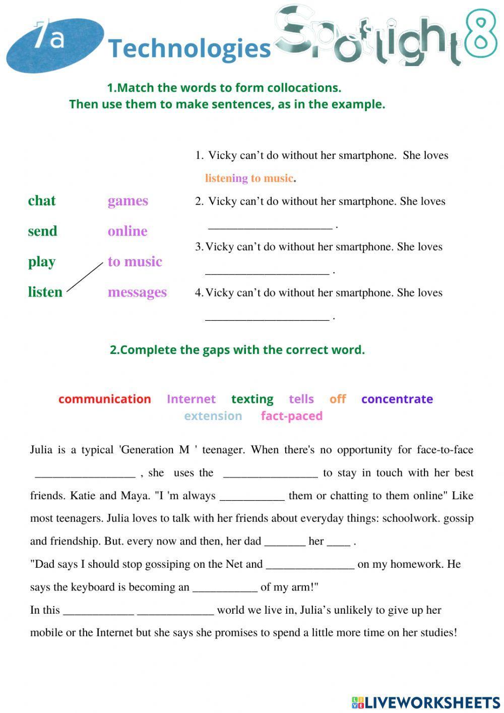 Spotlight 8 module 7a worksheet | Live Worksheets
