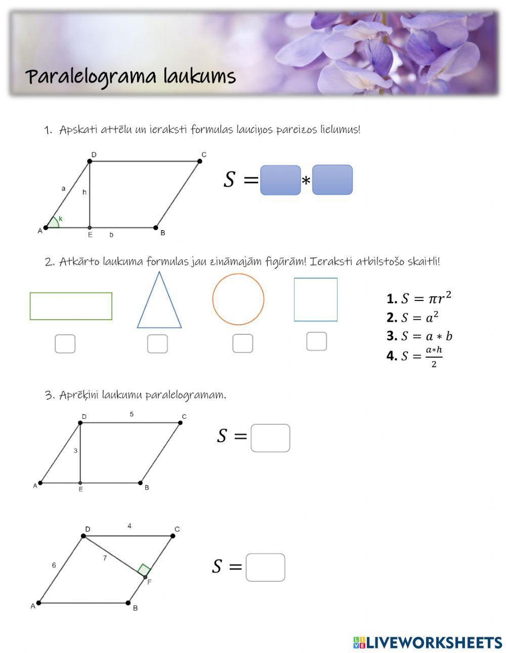 Laukumu Formulas Interaktīvās Apmācības Disks Matemātika 12.
