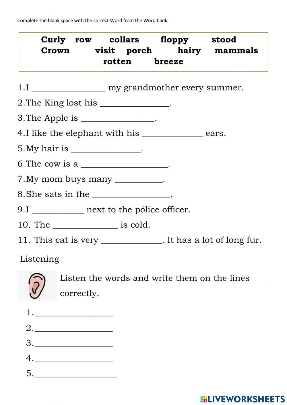 Sight words review online exercise for | Live Worksheets