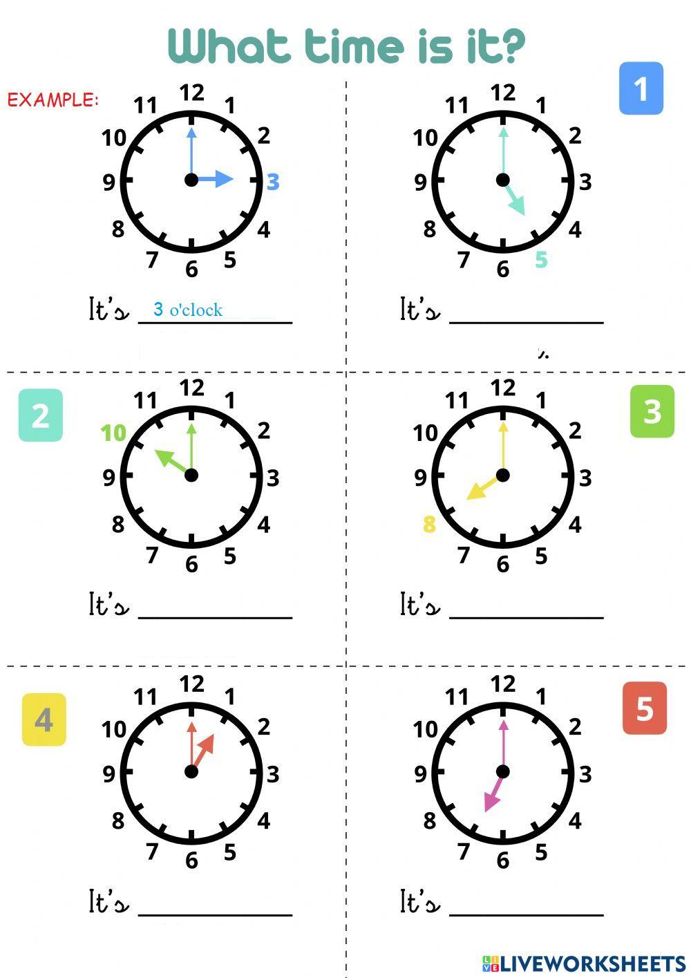 What time is it? | LiveWorksheets | 2075371