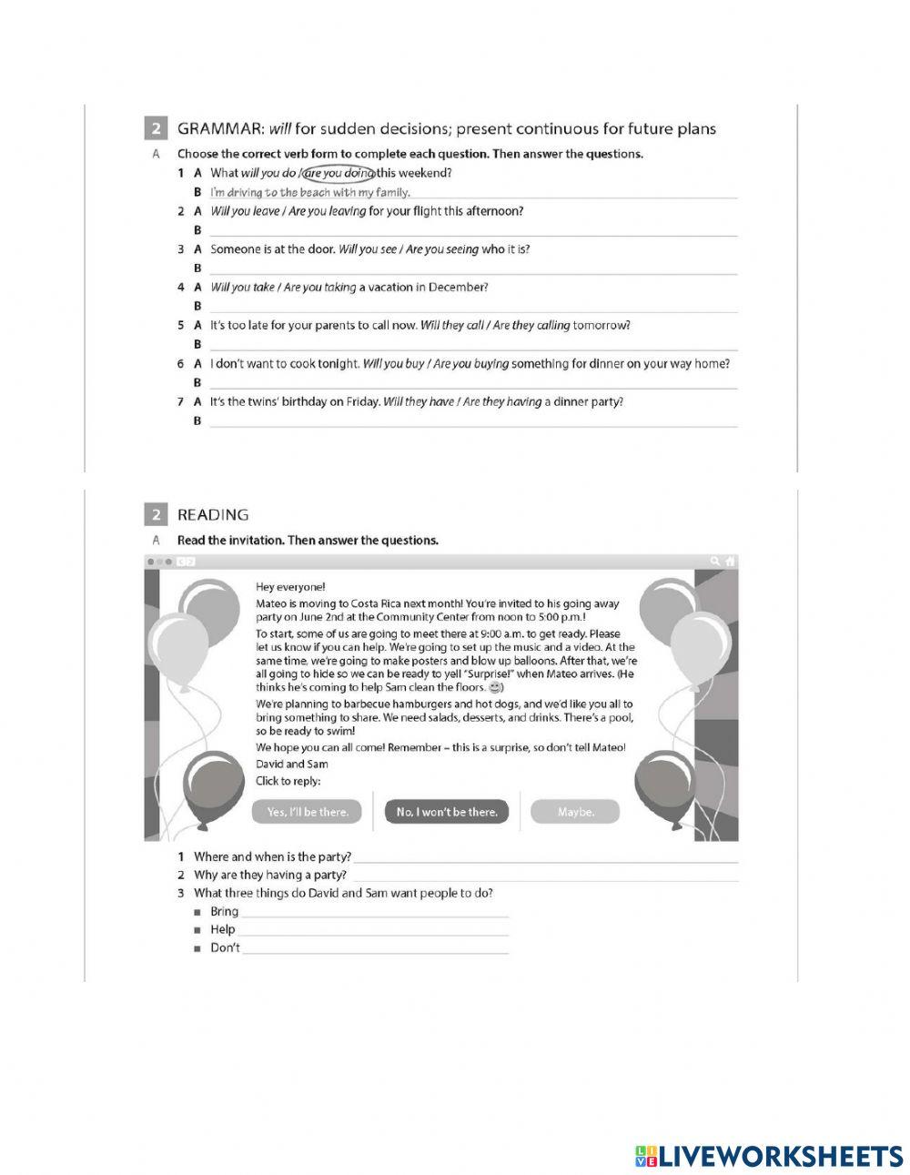 Third partial continuous evaluation online exercise for | Live Worksheets