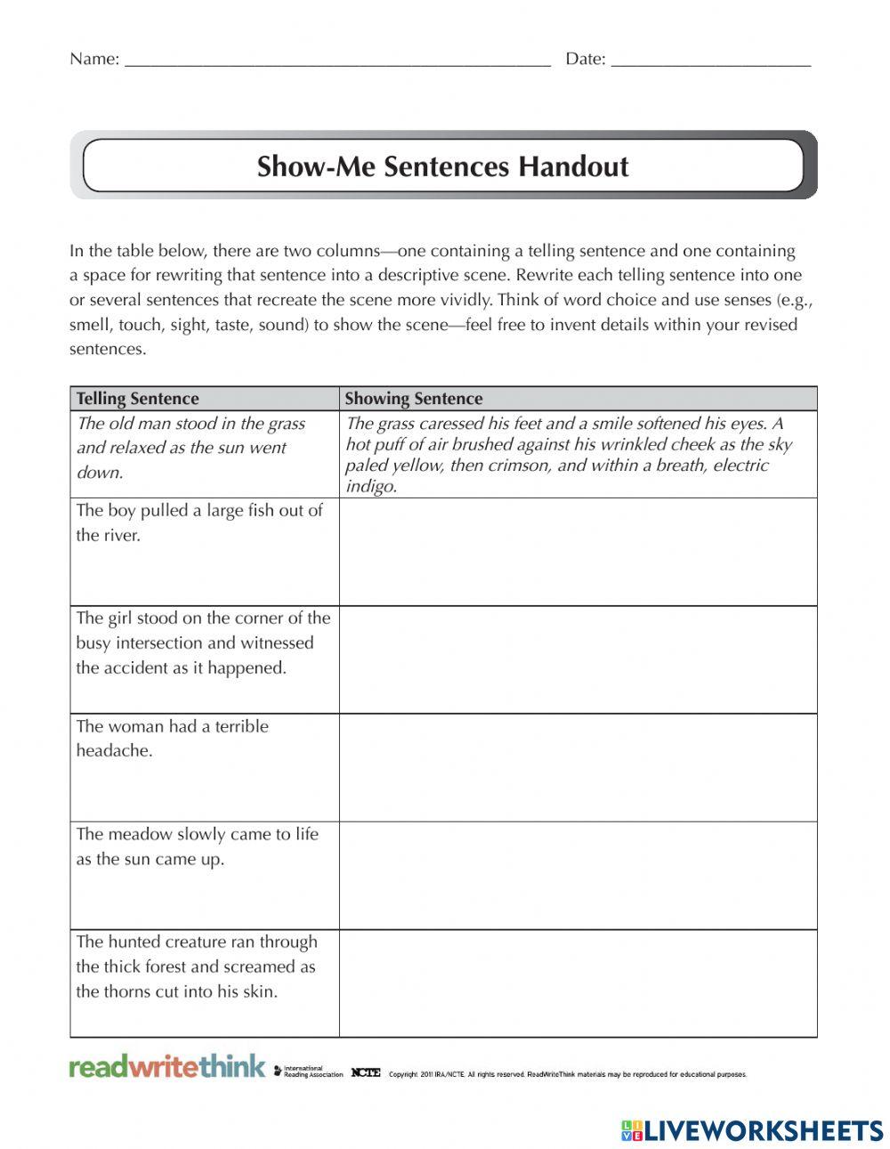 Show Me Sentences Silita Thomas Live Worksheets show-me-sentences-silita-thomas-live-worksheets