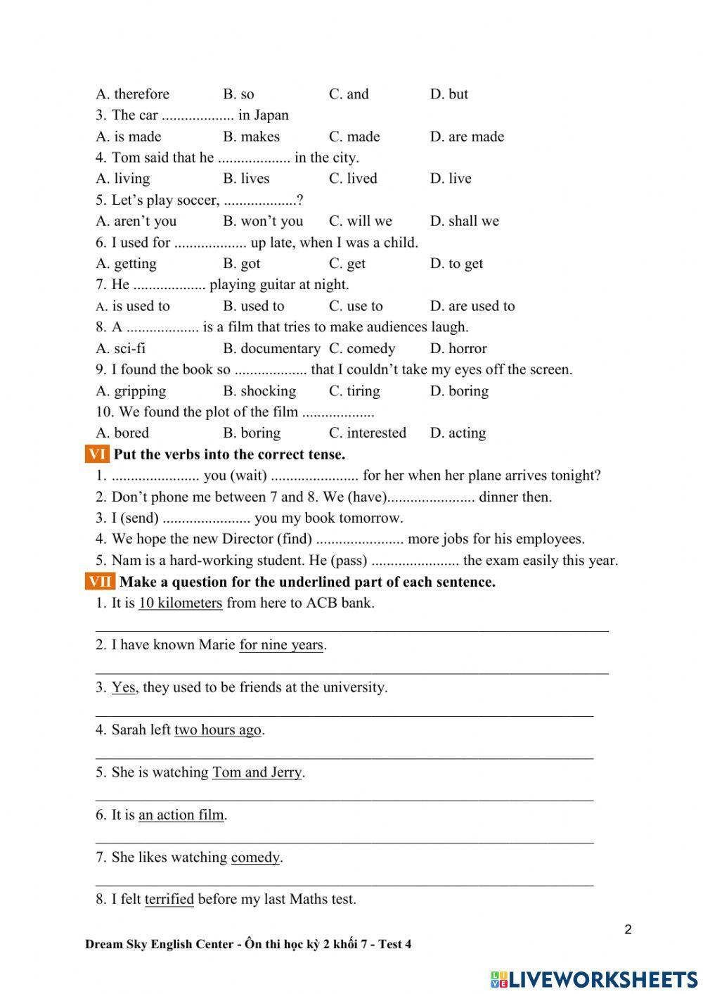 1943562 | Grade 7 - semester 2 - test 4 | Anhxinh064