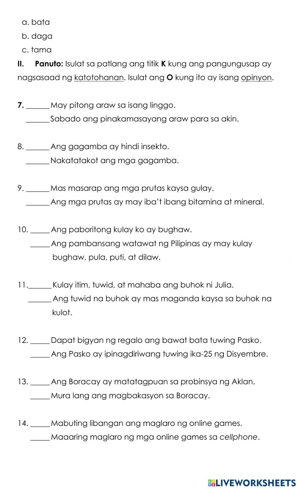 3567576 | Ikatlong Markahang Pagsusulit sa PAGBASA 1