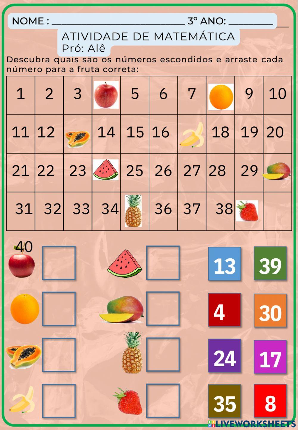 Ordem numérica interactive activity for 3º ano ensino fundamental ...