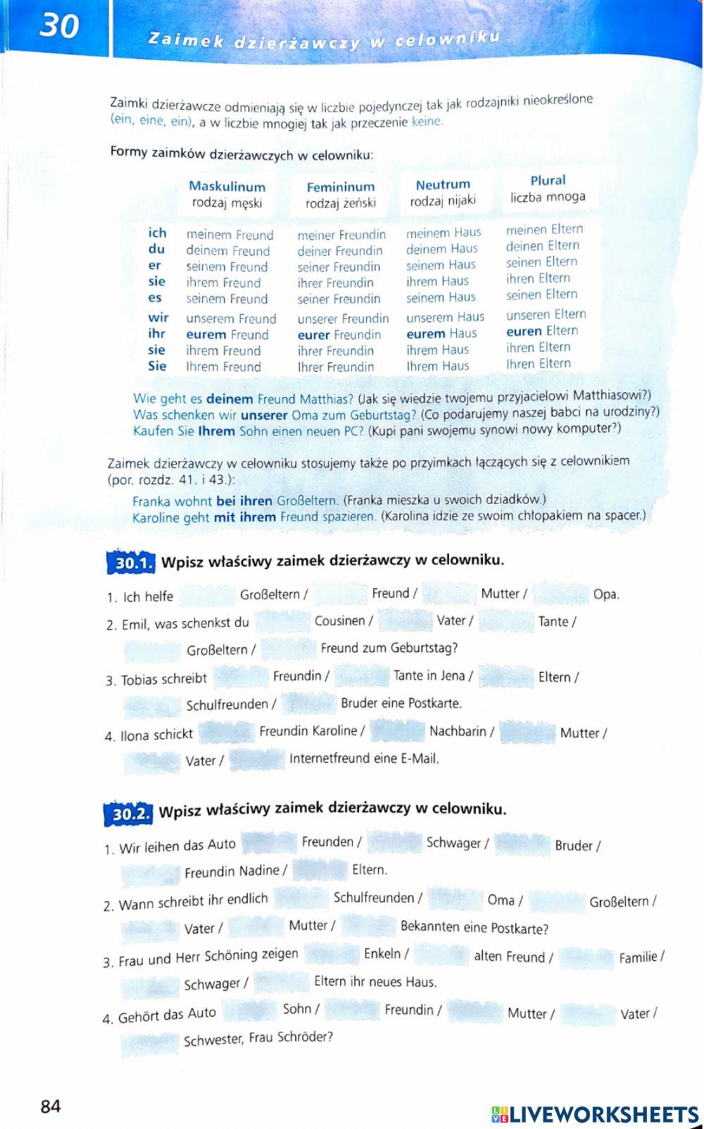 zaimek dzierżawczy 2791331 | Zuziat | Live Worksheets