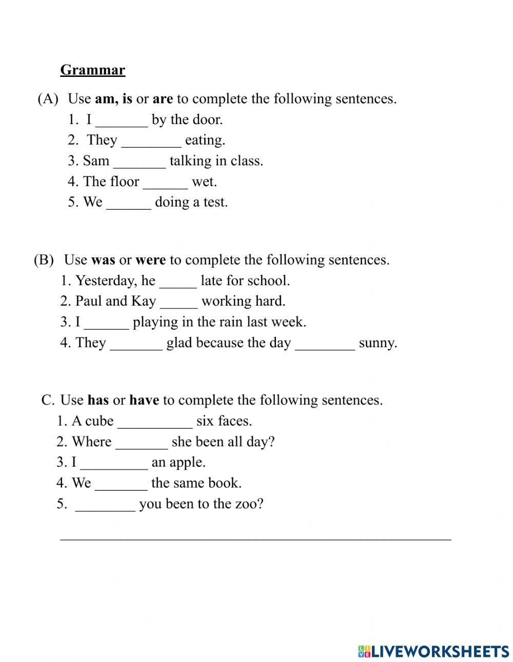 Grammar Test 2nd Year-Term2 online exercise for | Live Worksheets